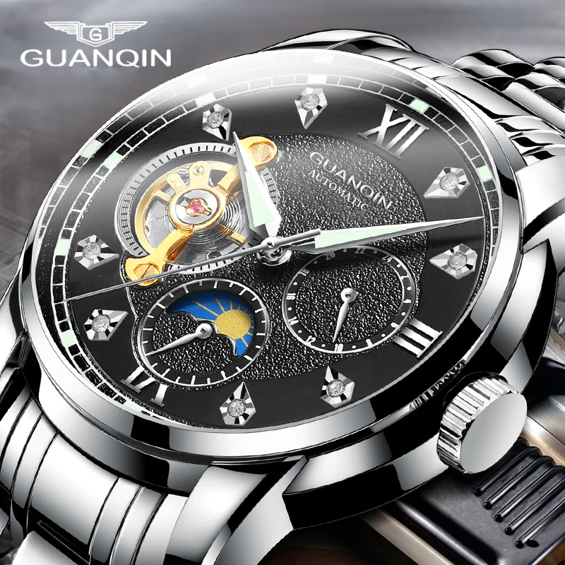 GUANQIN-Brand-Mechanical-Moon-Phase-watch-for-men-Tourbillon-With-drill ...