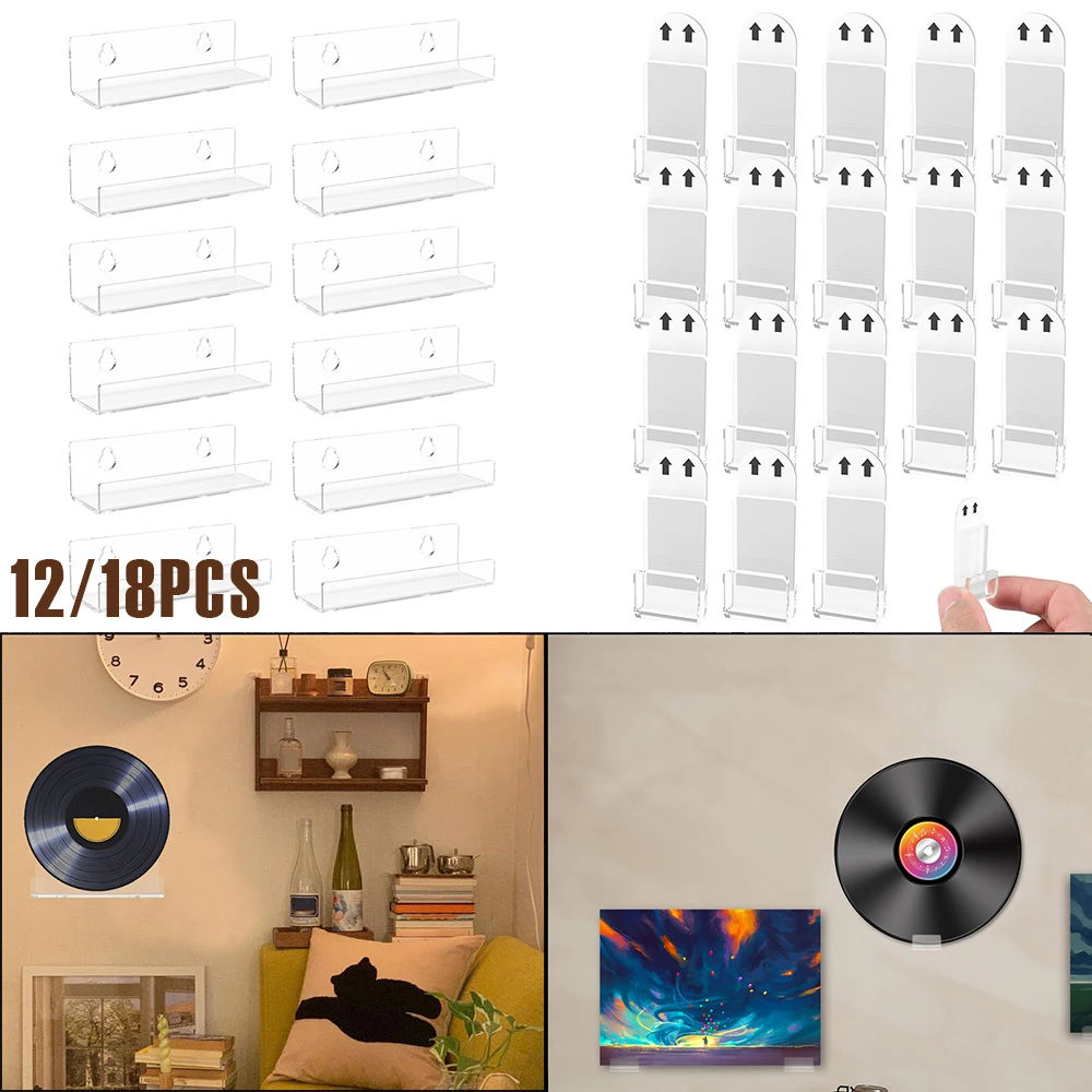 12-18-Pcs-Acrylic-Record-Display-Stand-Wall-Mount-Clear-Vinyl-Records ...