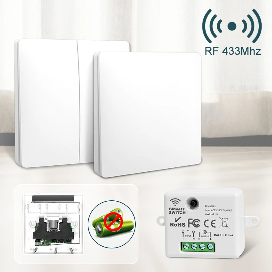 Rf Wall Switch 433mhz Self Powered | Self-powered Wireless Wall Switch ...