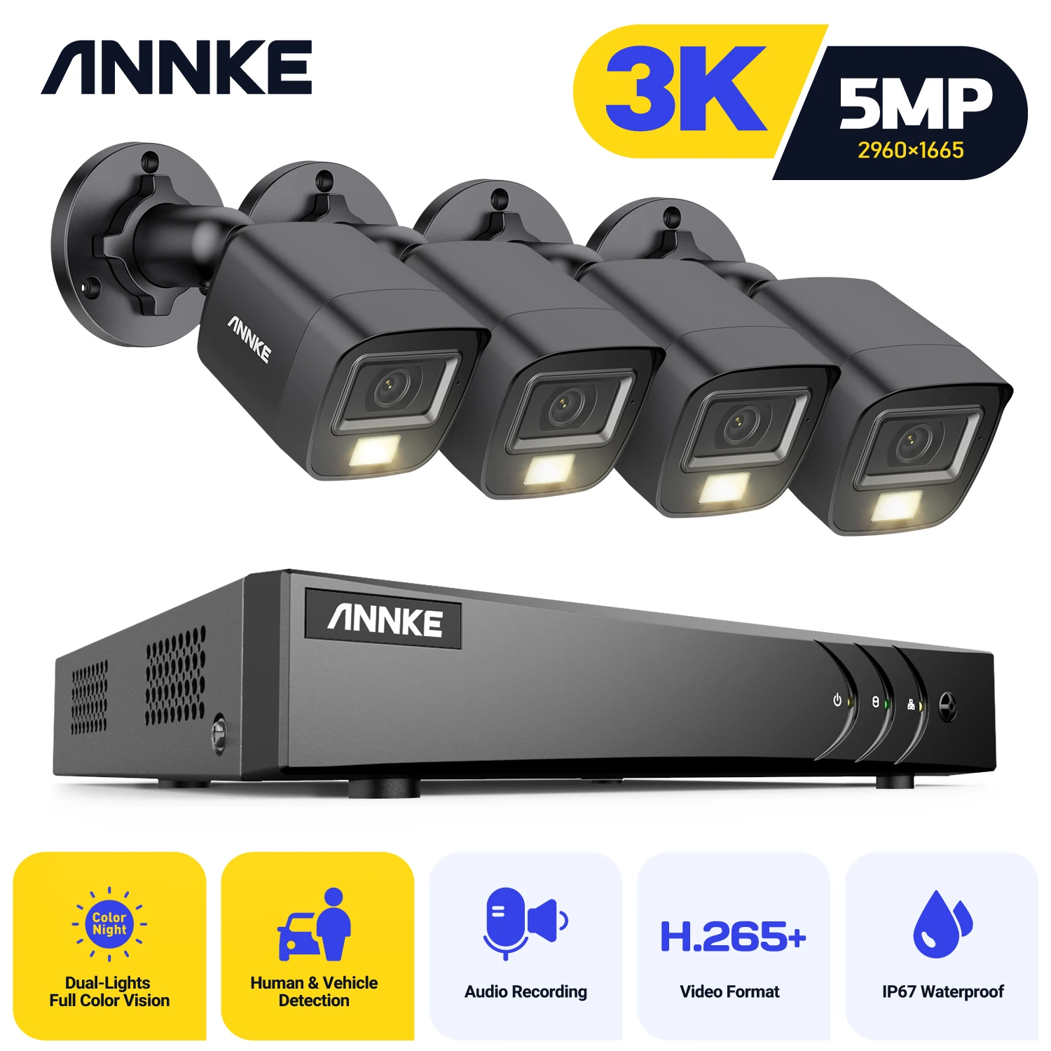 Annke 8ch 5mp Lite Video Security System Cctv Kit With 3k 4x 5mp Built ...