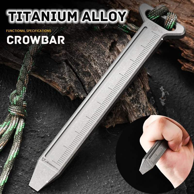 Crowbar Titanium Alloy Multi-functional Ruler Nail Puller Bottle Opener ...
