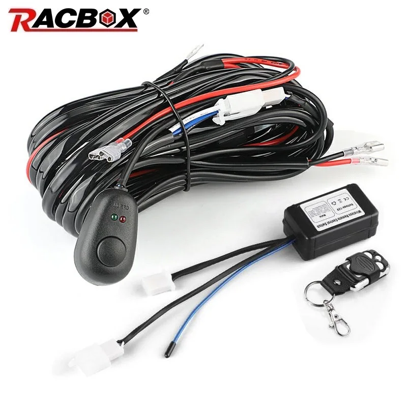 Offroad-LED-Work-Light-Bar-Wire-Cable-Wireless-Remote-Control-Switch ...