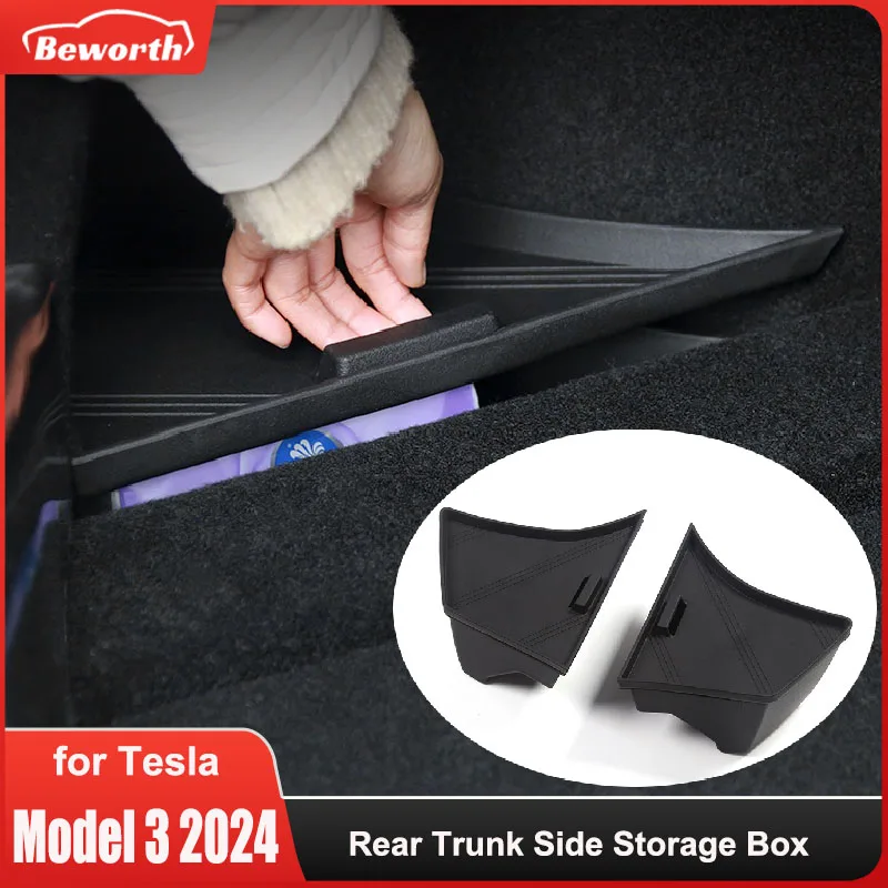 For-2024-Tesla-Model-3-Highland-Rear-Trunk-Side-Storage-Box-with-Cover ...