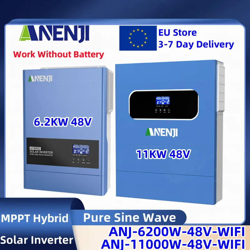 ANENJI 2KW 4.2KW 6.2KW 11KW Solar Inverter Hybrid 220v Pure Sine Wave ...