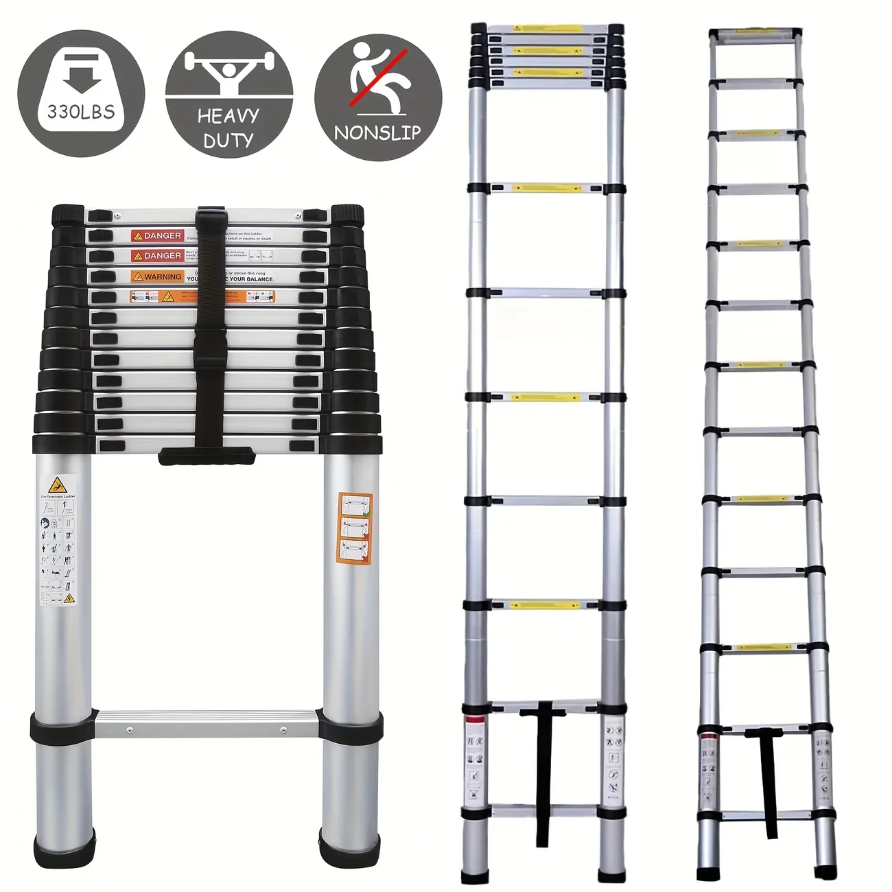 Escalera Telescópica de 2.6M-6.3M, Escalera Extensible de Acero ...