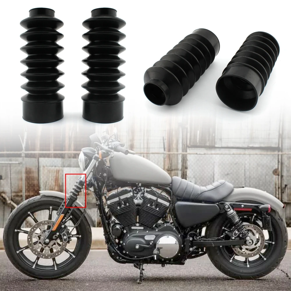 2PCS 39mm Motorcycle Front Fork Cover Gaiters Gators Rubber Long Boots ...