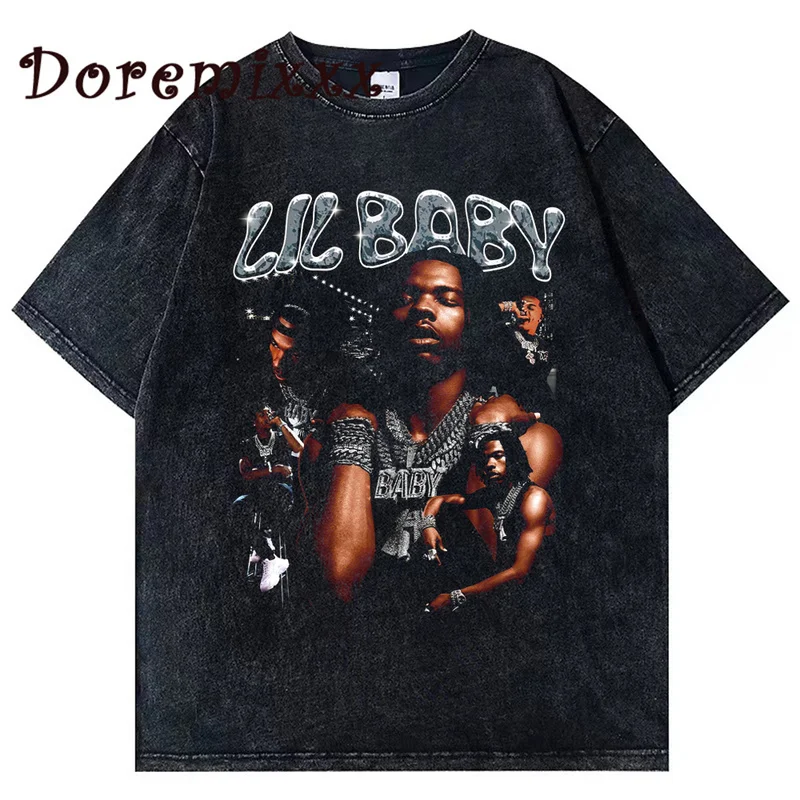 Hip-Hop-Rapper-Lil-Baby-T-Shirt-Vintage-T-Shirts-Men-Graphic-Tee-Shirt ...