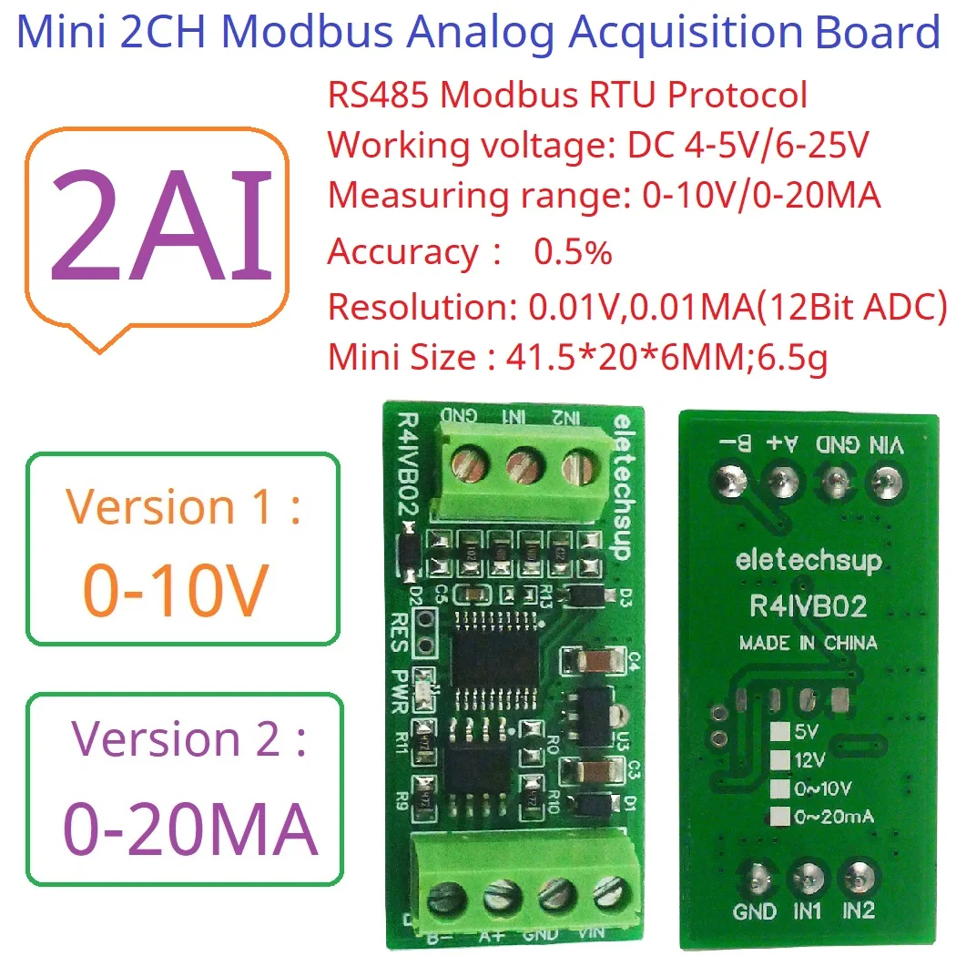 Low-Cost-2-AI-Modbus-RS485-Voltage-Current-12Bit-ADC-Collection-Module ...