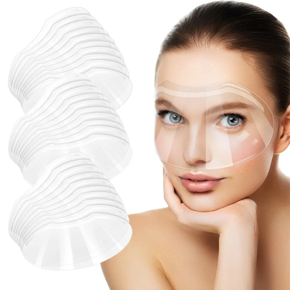 25-50Pcs-Disposable-Face-Shields-M-Shaped-Makeup-Shower-Visors-Clear ...
