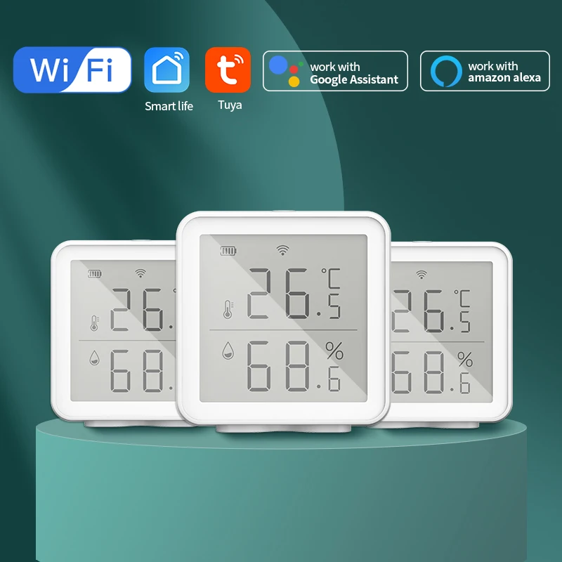 Tuya WIFI Temperature Humidity Sensor Indoor Hygrometer Thermometer LCD ...