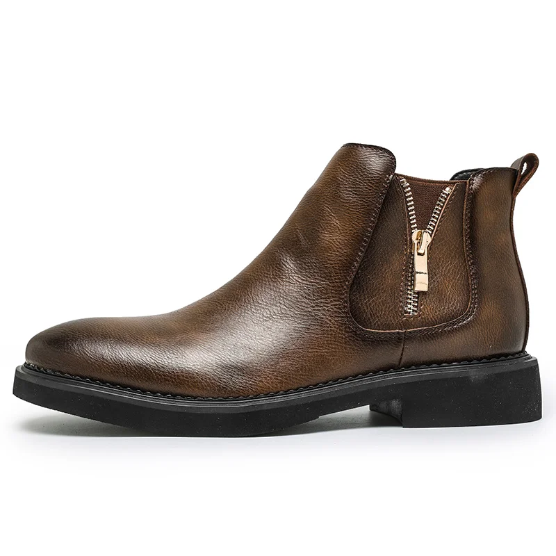 Narrow-Width-Men-Chelsea-Boots-Genuine-Leather-Fashion-With-Zippers-For ...