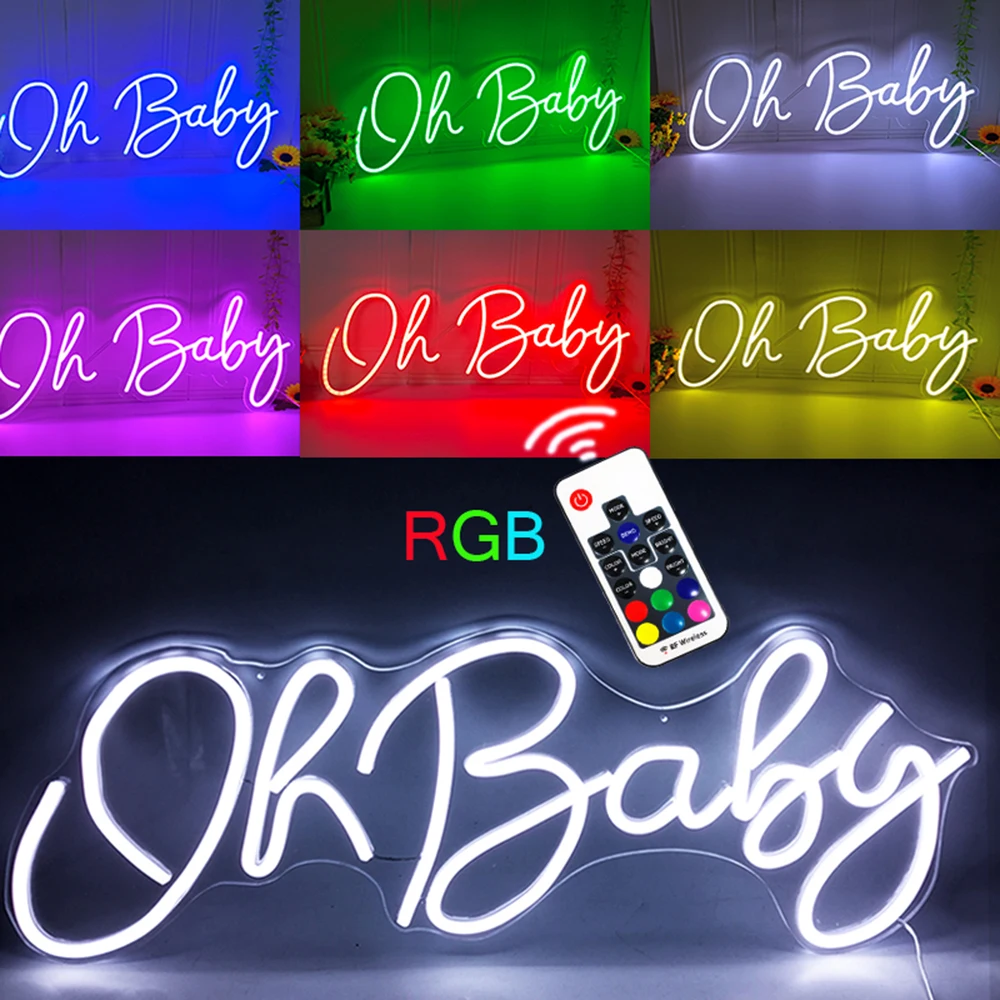 Neon Light Sign Oh Baby | Baby Shower Neon Sign | Decoration Neon Baby ...