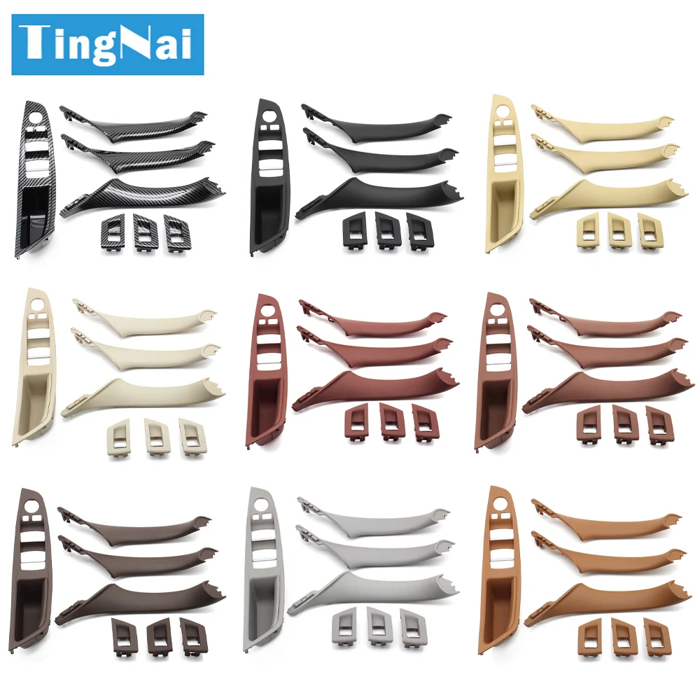 LHD-Carbon-Fiber-Beige-Black-Interior-Door-Pull-Handle-Trim-Cover-Set ...