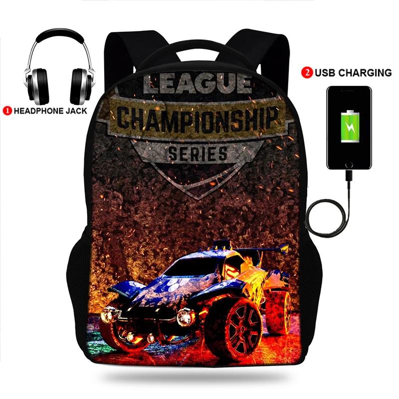 USB-Charge-Student-Backpacks-fashion-Laptop-Backpack-Rocket-League ...