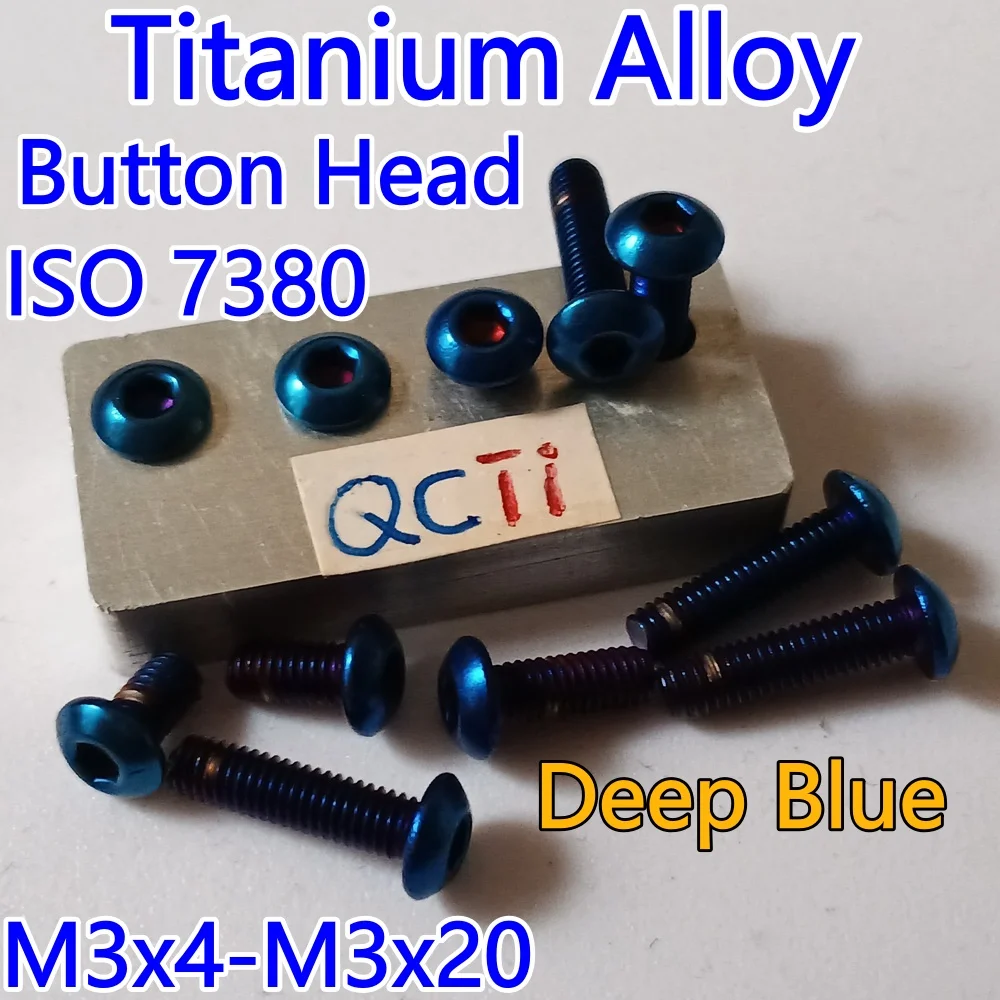 10pcs Deep Blue TiAlloy Button Head Titanium screw M3x4 M3x5 M3x6 M3x8 ...