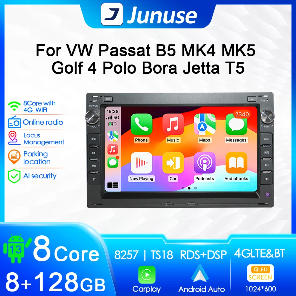 Junuse-7-Android-Auto-2-Din-Wireless-CarPlay-Radio-For-VW-PASSAT-B5-MK4 ...