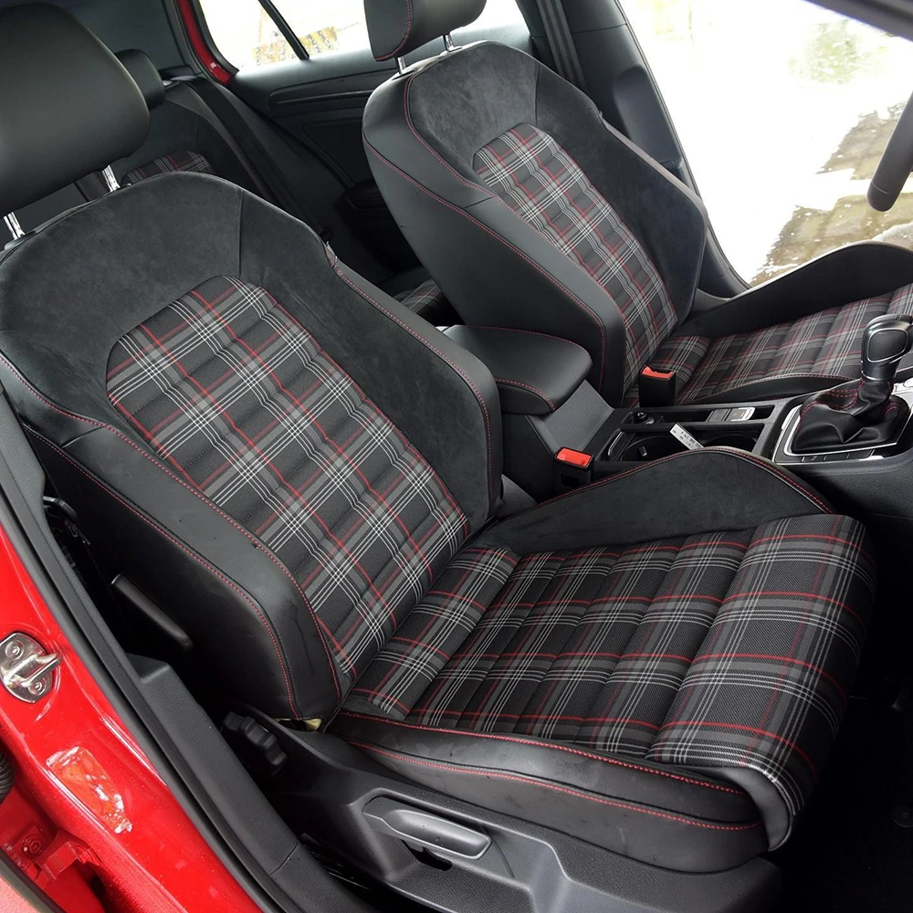 100CM X150CM for MK7 VW Golf GTI MK1 K2 T1 T2 T3 Interior Seat Cover Cloth Fabric Black Plaid ...