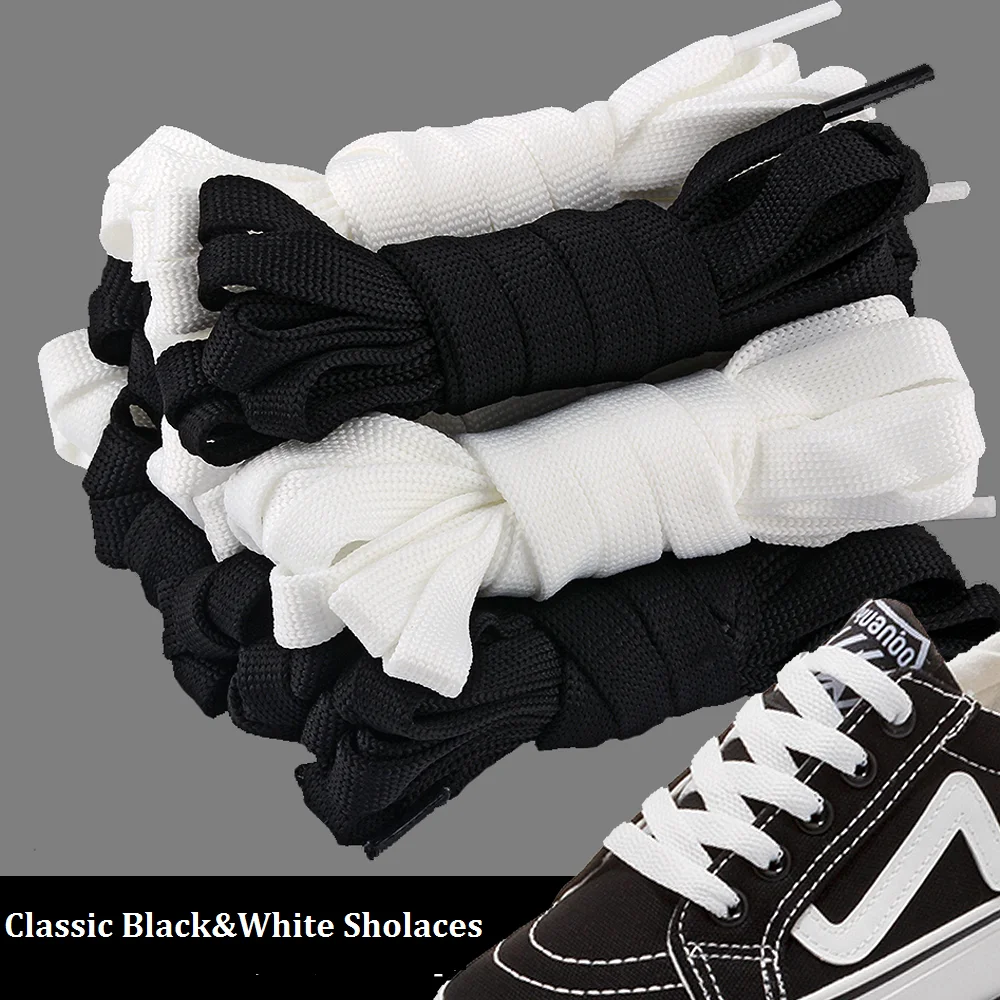 1-Pair-Classic-Black-White-Shoelaces-Soft-Polyester-Shoe-laces-for ...