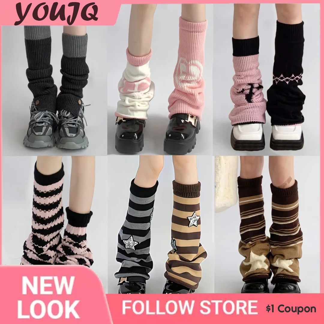 Y2K-Autumn-Winter-Knitting-Striped-Cross-Stockings-Warm-Horn-Sock-Leg ...