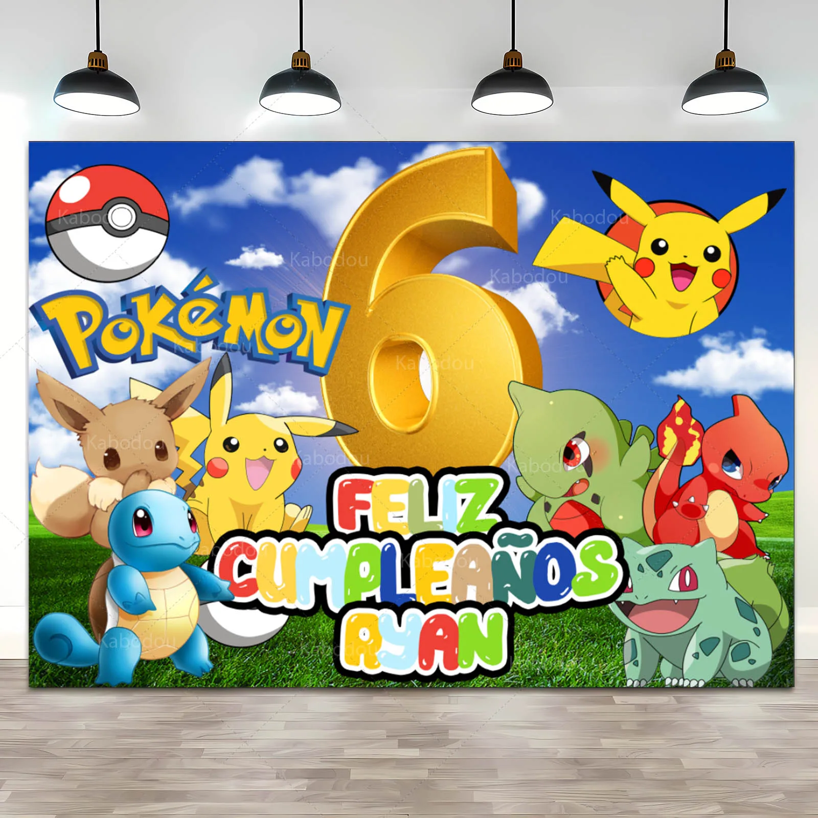 Custom-Kid-Name-Age-Pokemon-Backdrop-Prince-Birthday-Party-Photography ...