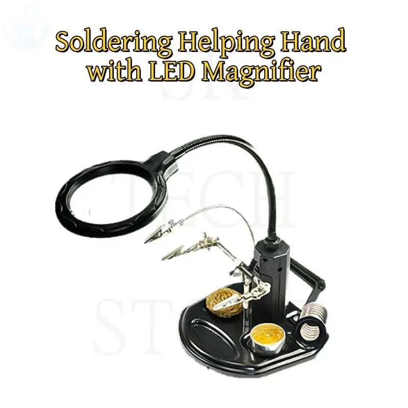 TE-802 Welding Soldering Magnifier with PCB Holder Flexible Metal Arms ...
