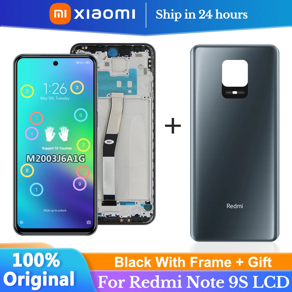 Pantalla LCD de 6,67 "para Xiaomi Redmi Note 9S, repuesto de 10 pantalla táctil para Redmi Note ...