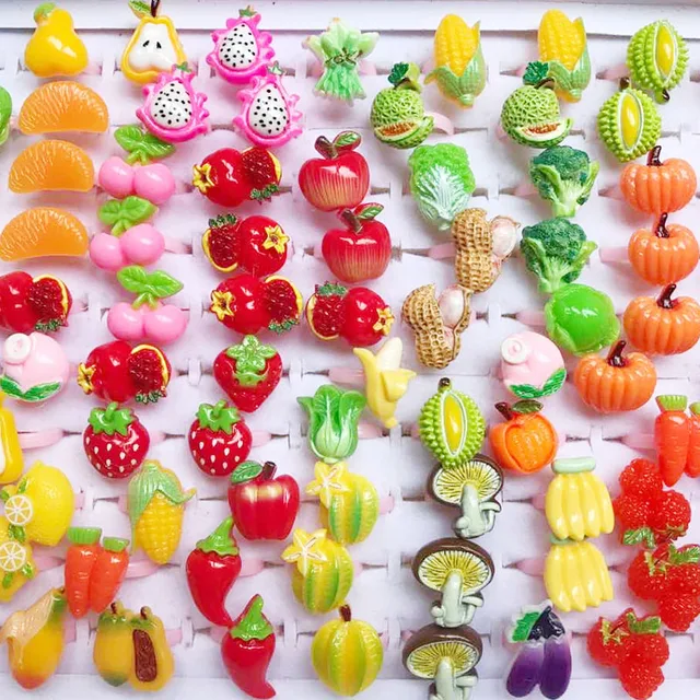 10pcs/lot Children's Cartoon Rings Candy Flower Animal Bow Shape Ring ...