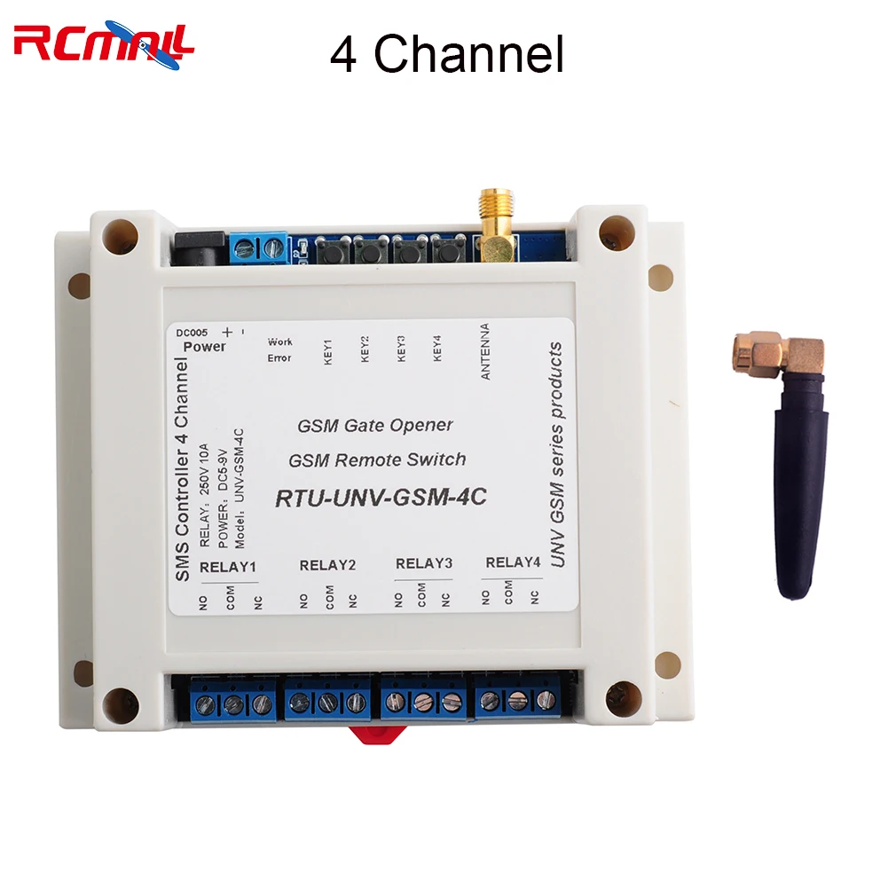 RCmall-4-Channel-Relay-Module-SMS-Call-Controller-GSM-Remote-Control ...