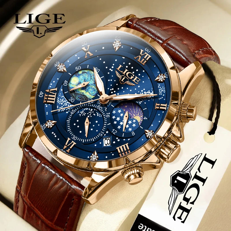 LIGE-reloj-anal-gico-con-correa-de-cuero-para-hombre-accesorio-de ...