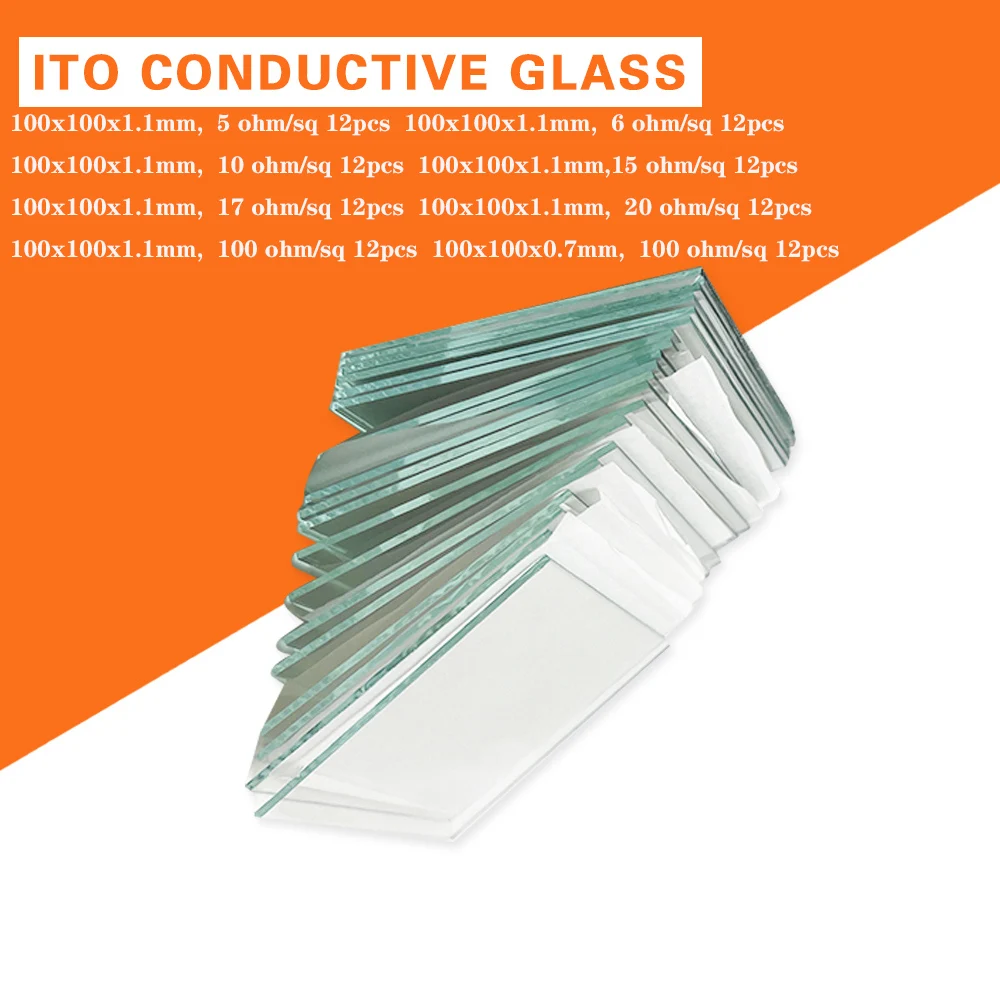 50x50x1.1mm, 17 ohm/sq, Lab Transparent Conductive Glass Fluorine Doped ...