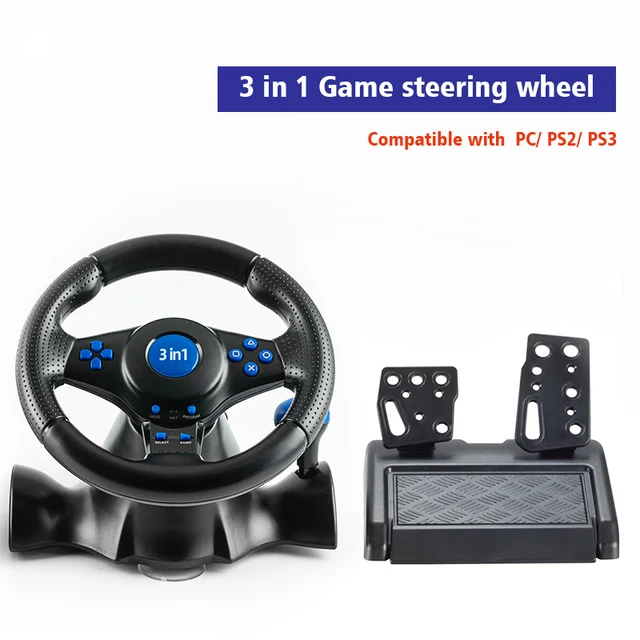 DATA FROG Gaming Steering Wheel For PC Racing Pad 180 Degree Vibration Controlle For PS2/PS3 ...
