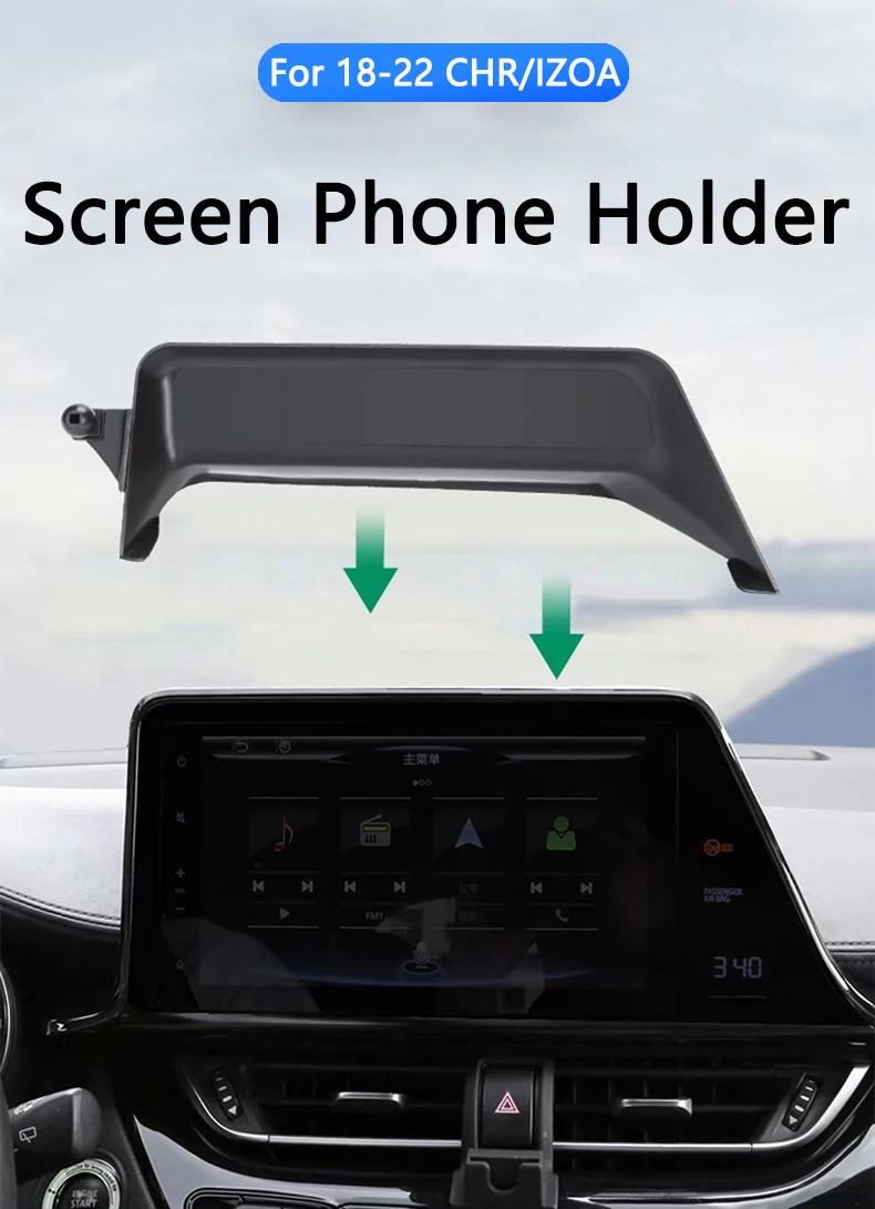 QHCP Car Cellphone Support Dashboard Screen Phone Holder For Toyota CHR ...