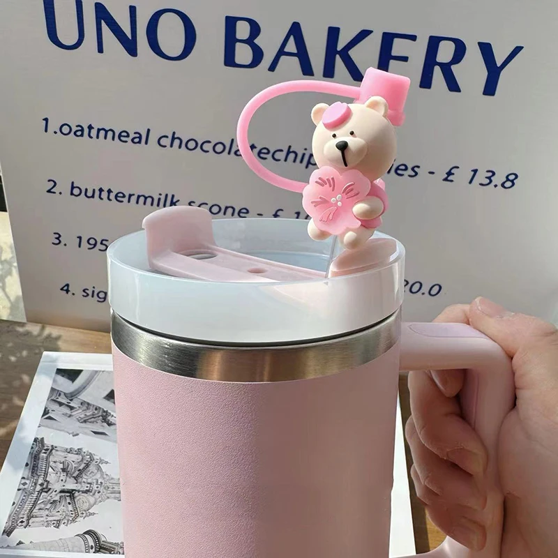 Tapas-de-cubierta-de-paja-de-oso-lindo-para-tazas-Stanley-Kawaii ...