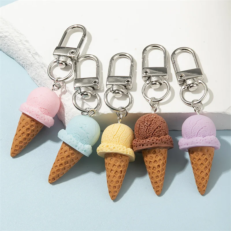 5/10pcs Ice cream Rainbow Clover Key Chain Multi-style Cute Cream ...