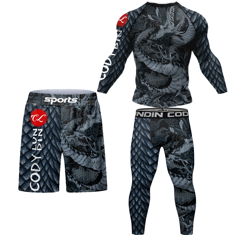 Boxing-Adults-Sports-Rash-Guard-MMA-T-shirt-Pant-Suit-for-Men-Rashguard ...