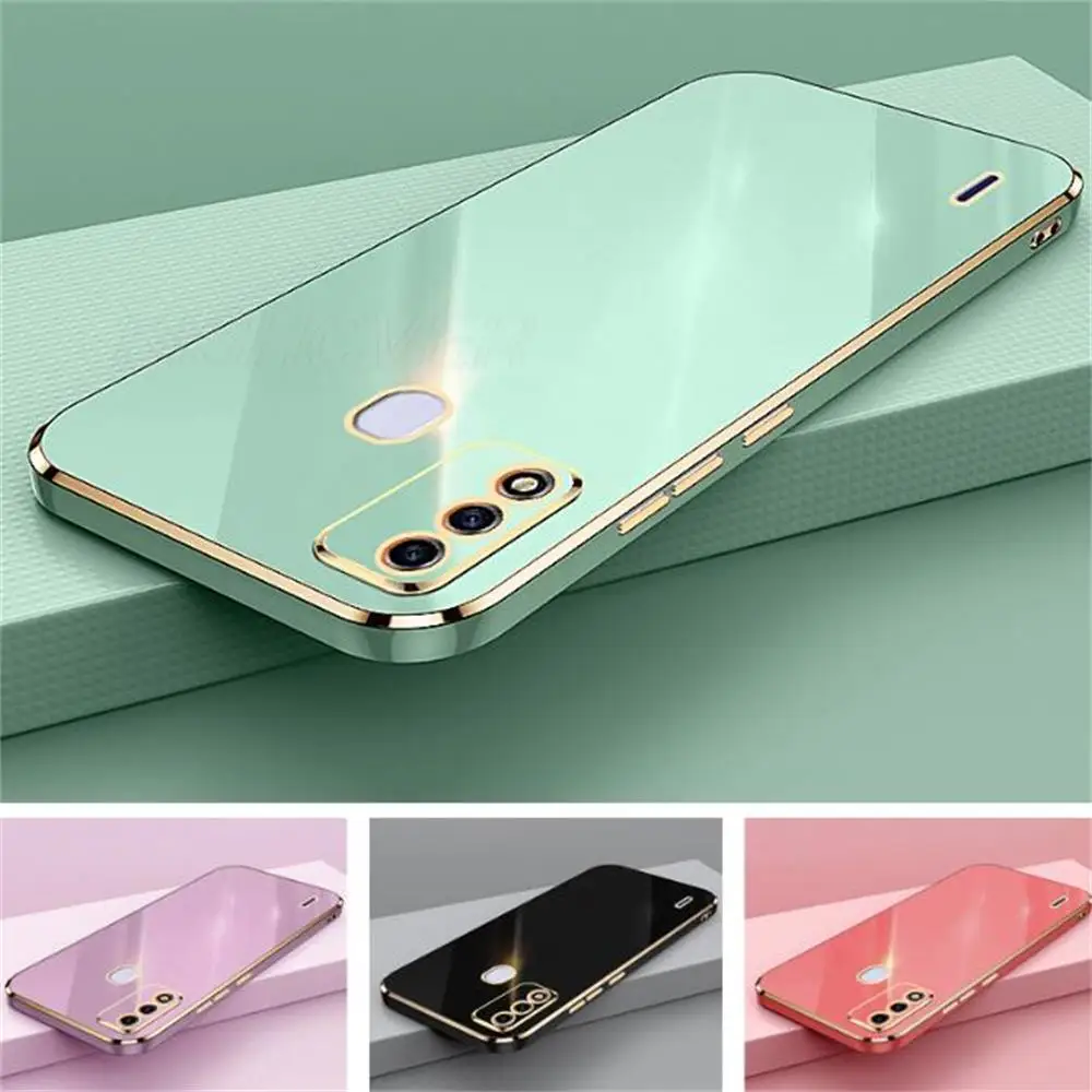 Luxury Square Plating Phone Case For Itel A48 6.1" ItelA48 ShockProof ...