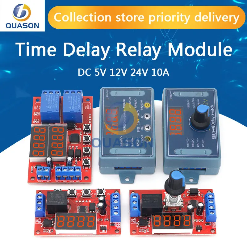 DC 5V 12V 24V 10A Adjustable Time Delay Relay Module LED Digital ...