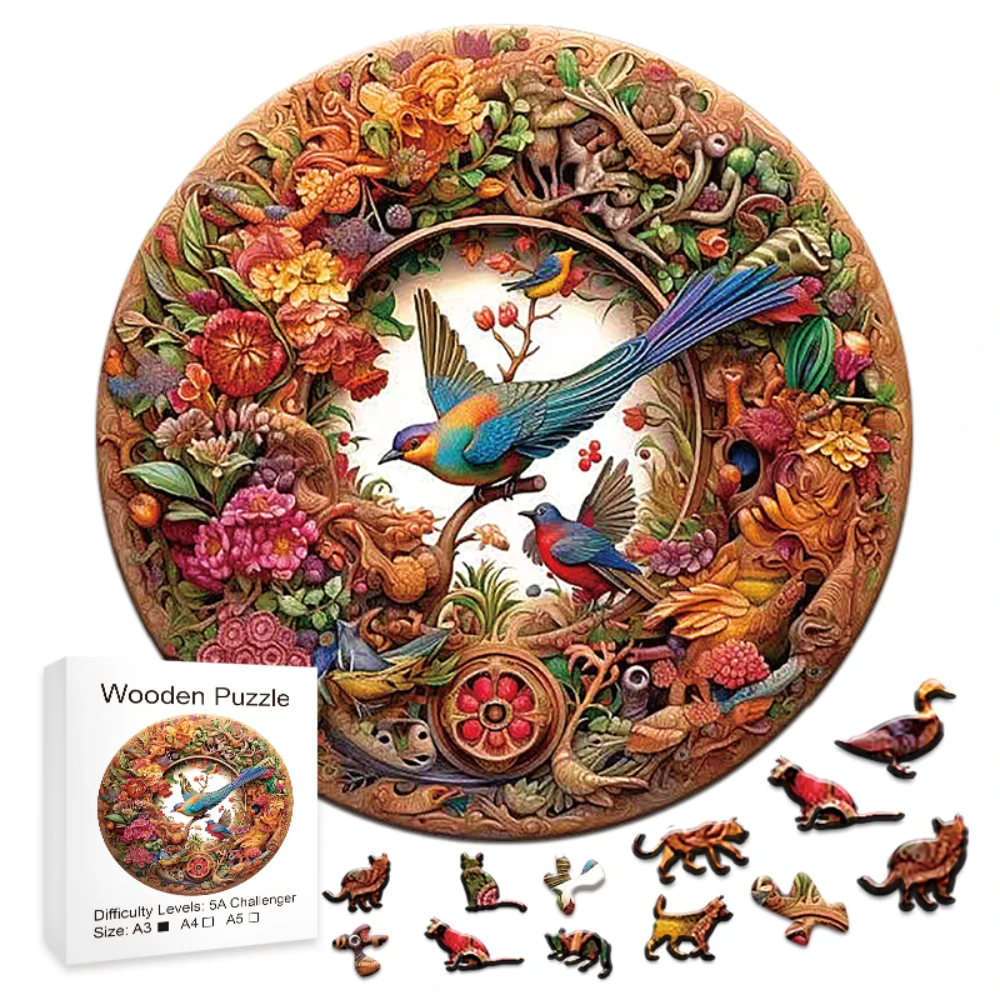 Wooden-animal-puzzle-unique-and-mysterious-circular-bird-puzzle-for ...