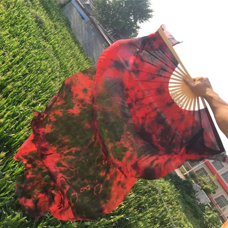 1 Pair(L+R) Belly Dance Silk Fan Veil Worship Art Silk Bamboo Dance ...