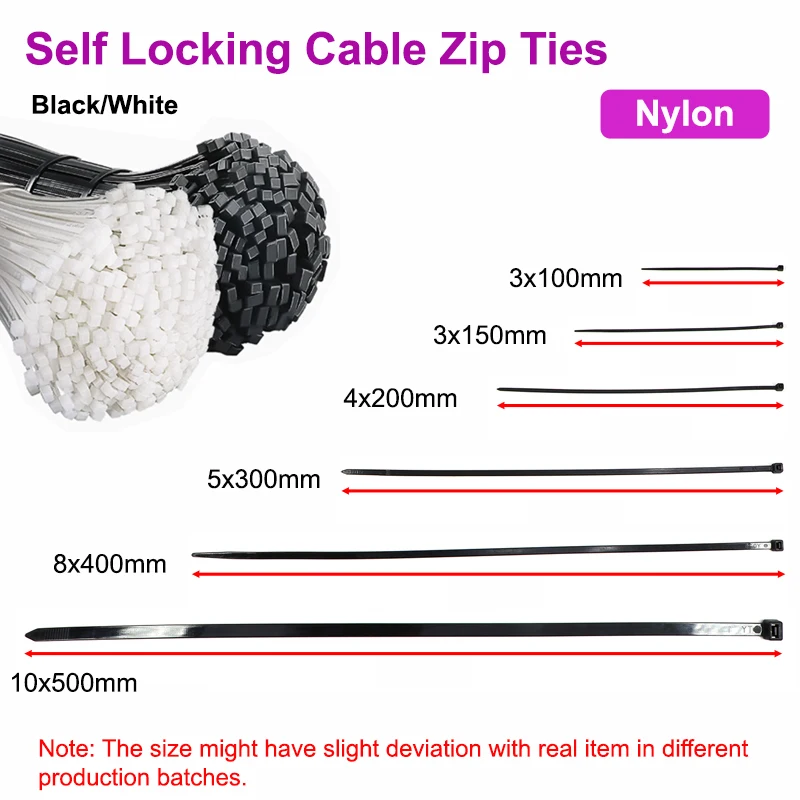 Plastic-Cable-Zip-Ties-Self-Locking-100-150-200-300-400-500mm-Wire ...