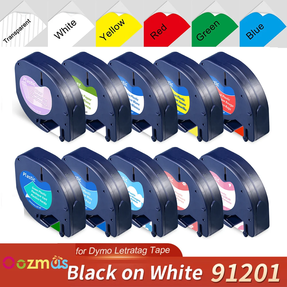 Oozmas-12mm-91202-Compatible-for-Dymo-LetraTag-Label-Tape-91201-91203 ...