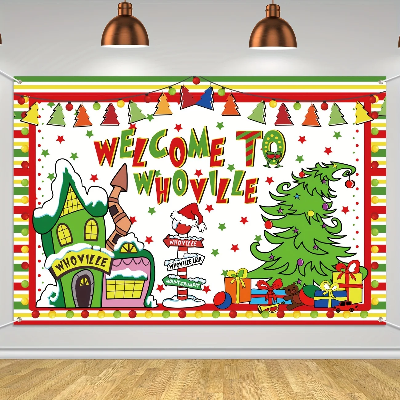 Welcome-to-Whoville-Backdrop-Family-Christmas-Eve-Party-Decoration ...