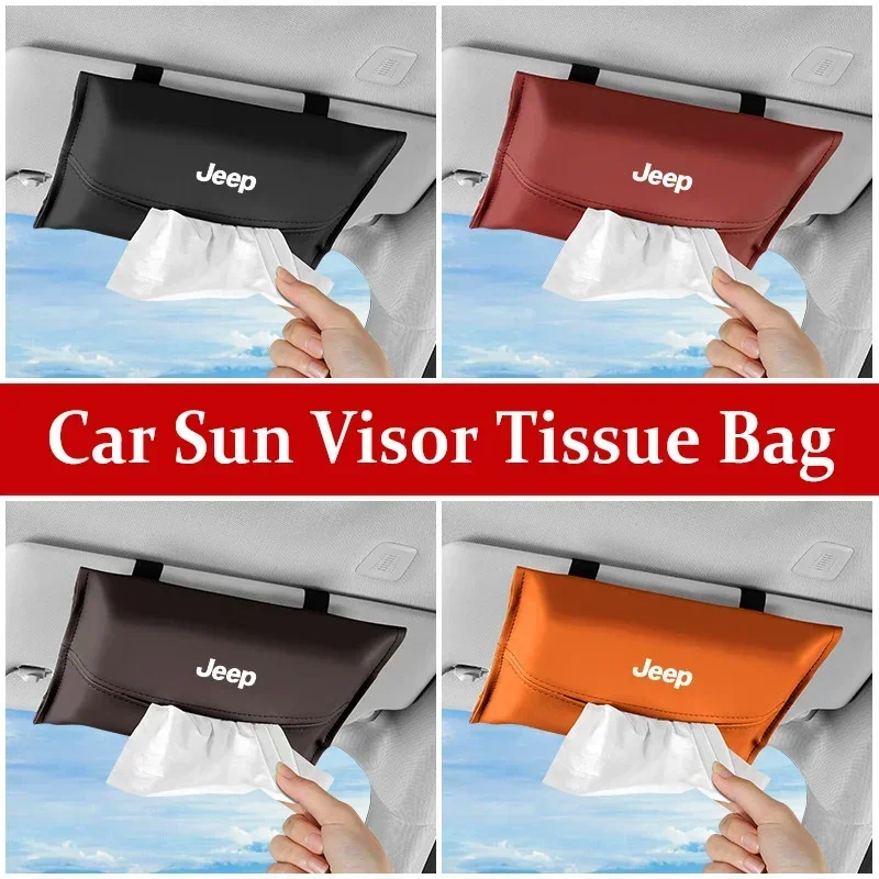Nappa Leather Car Sun Visor Tissue Box Storage Bag Styling for Jeep ...