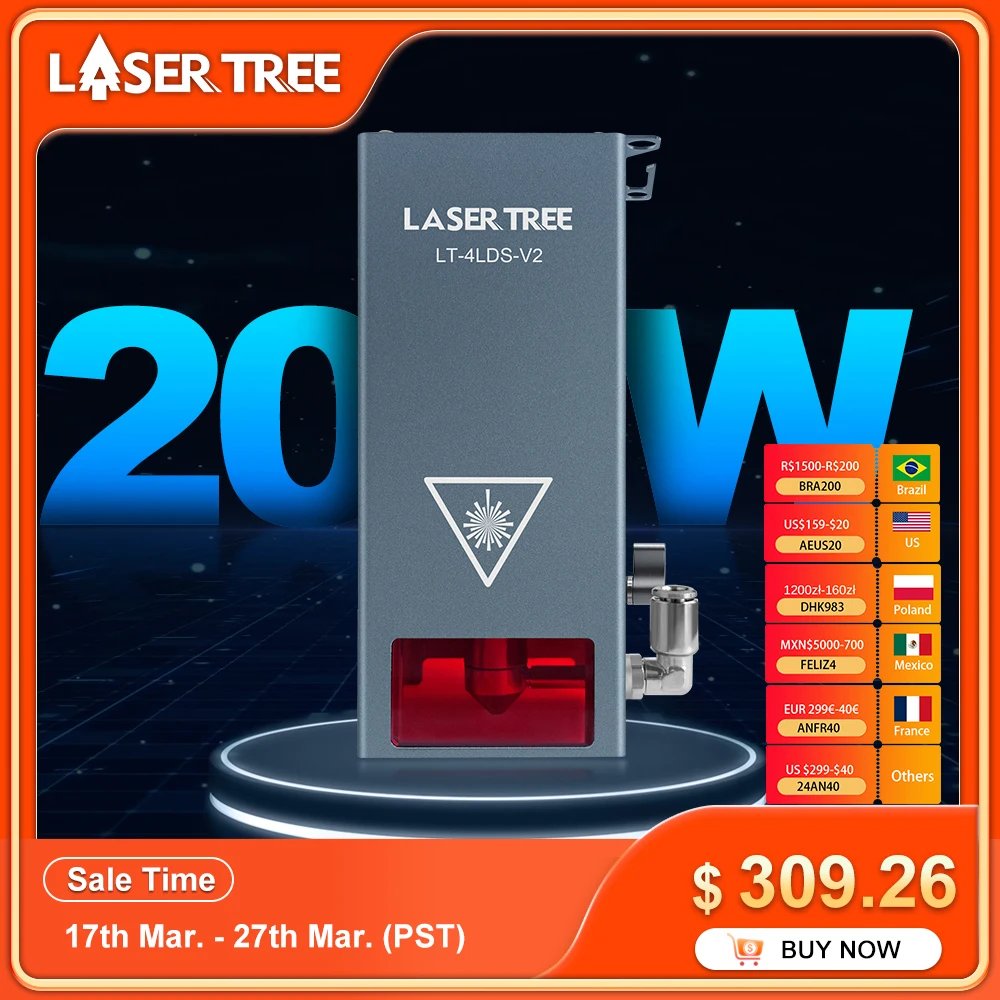 LASER-TREE-V2-Laser-Module-20W-Optical-Power-with-Air-Assist-TTL-Blue ...