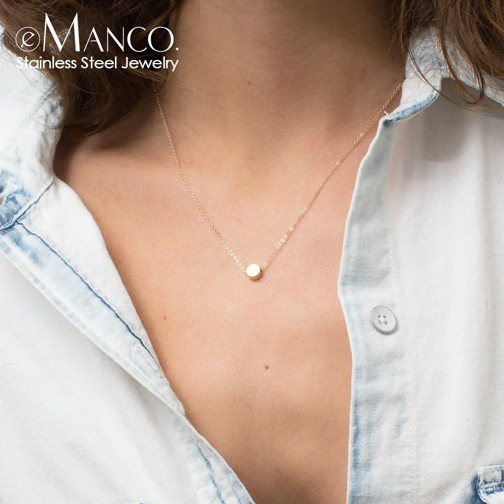 Colar minimalista feminino de aço inoxidável e manco, colar pequeno com ...