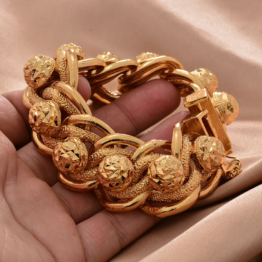 Dubai-Gold-Color-Bracelets-For-Men-Women-Wedding-Link-Chain-Islamic ...