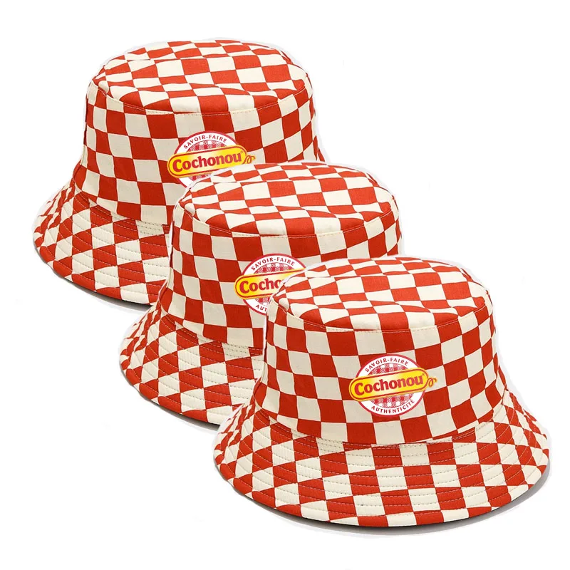 Gorros-Bob-de-Cochonou-para-hombre-y-mujer-sombrero-de-cubo-a-cuadros ...