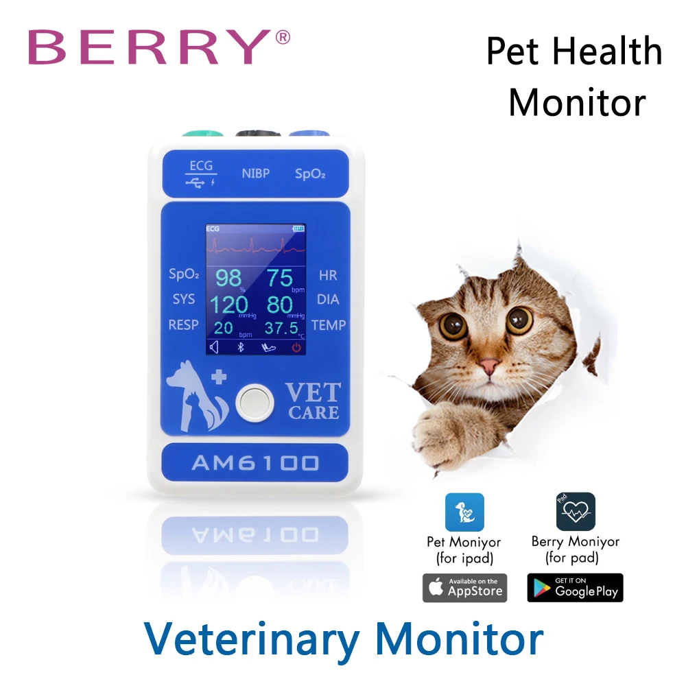 BERRY AM6100 Bluetooth Handheld Veterinary Monitor NIBP Blood Pressure ...