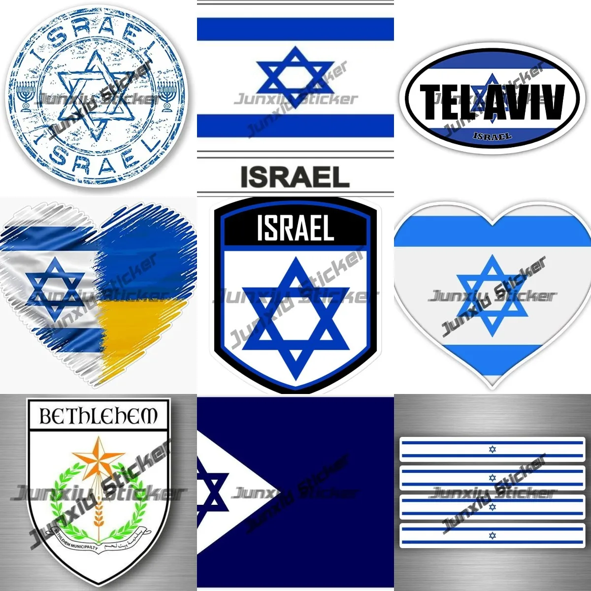 Israel-Sticker-Israeli-Flag-Coat-of-Arms-Shield-Decal-Souvenir-Israel ...