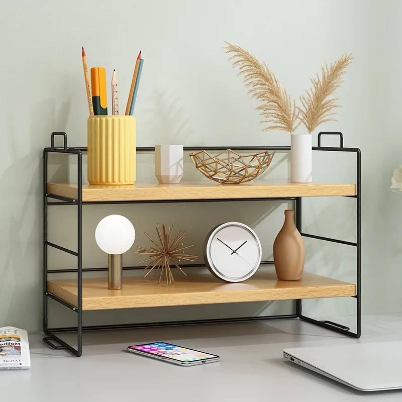 Multi-storey-Desktop-Shelf-Black-Desk-Storage-Office-Cute-Dormitory ...